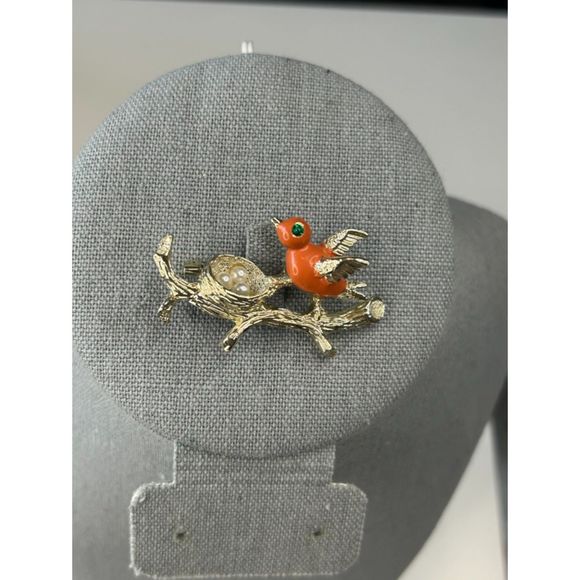 Gerry'S | Jewelry | Vintage Gerrys Orange Bird Nest On A Branch Brooch ...